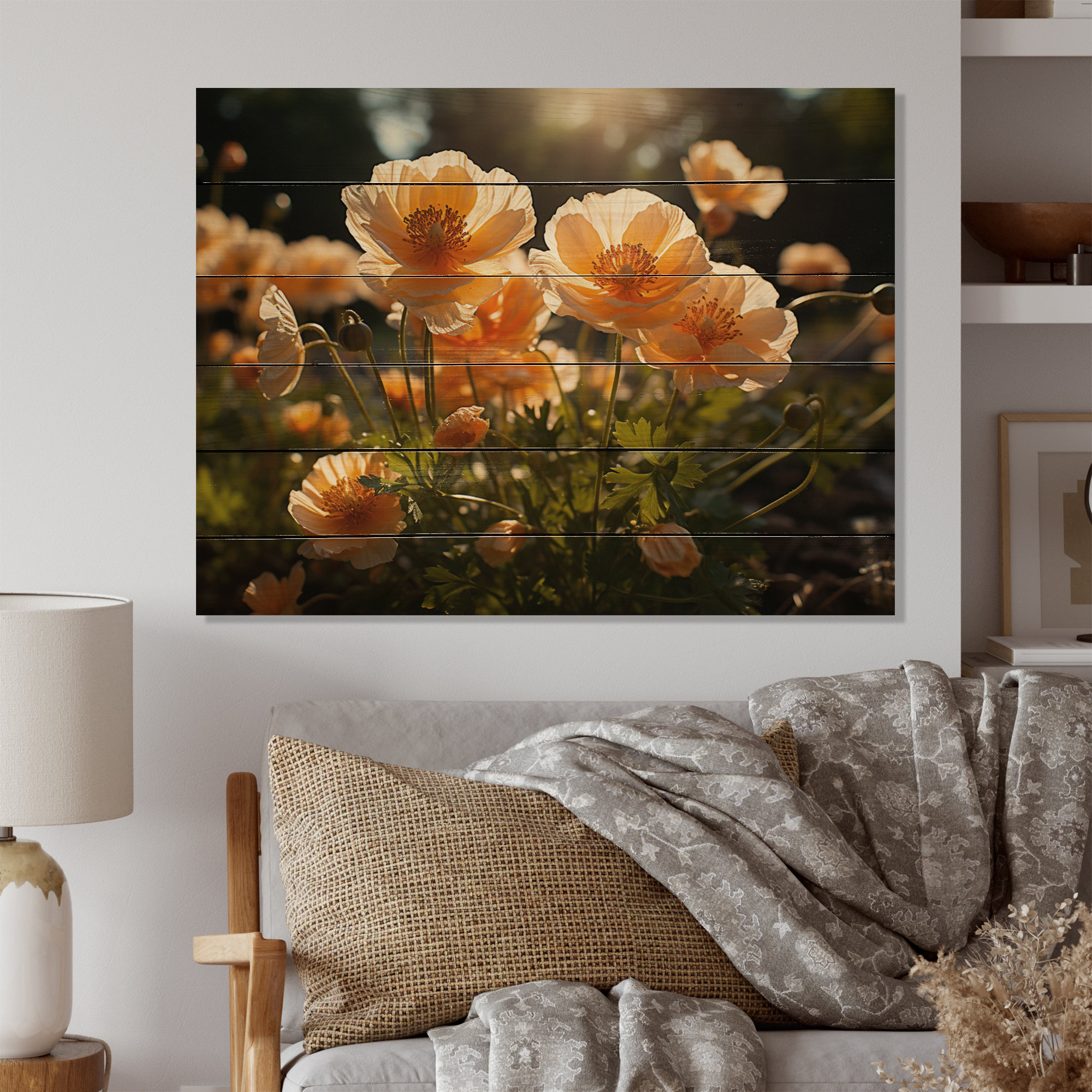 Latitude Run® Ishrana Yellow Buttercups Field Sunrise II On Wood Print | Wayfair